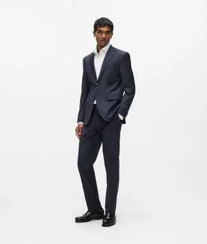 Karl Lagerfeld Slim-fit Wool-blend Pants - Night Blue