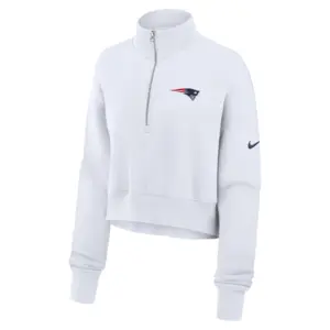 Nike New England Patriots Primetime Phoenix Nfl Oversized Cropped 1/4-zip Crew - White