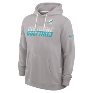 Nike Miami Dolphins Sideline Standard Issue Dri-fit Nfl Pullover Hoodie - Grey