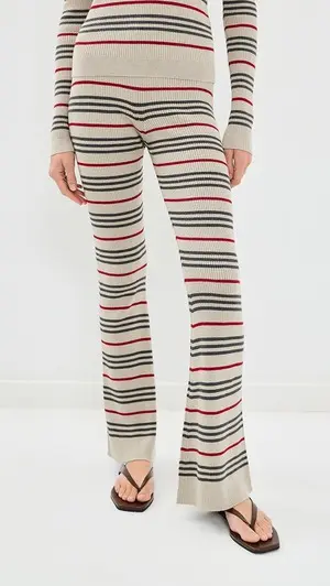 THE ELDER STATESMAN Libeccio Rib Stripe Flare Pants