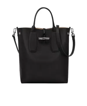 Longchamp Medium Roseau Leather Crossbody Bag - Black