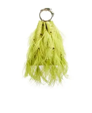 Valentino Garavani Crystal And Feather-trimmed Handbag - Green