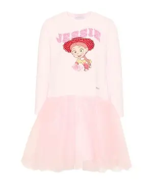 Monnalisa Jessie Tulle-skirt Panelled Dress - Pink