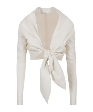 Philosophy Di Lorenzo Serafini Off-shoulder Cropped Top With Front Knot Detail