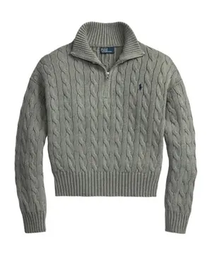 Polo Ralph Lauren Cable-knit Quarter-zip Sweater - Grey