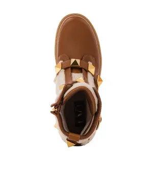 Valentino Garavani Roman Stud 55mm Shearling Ankle Boots