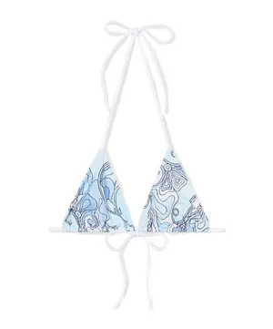 Emilio Pucci Printed Triangle Bikini Top - Light Blue
