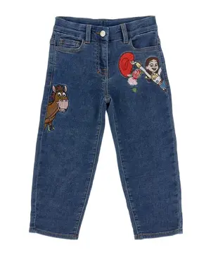 Monnalisa Embroidered-patch Straight-leg Jeans - Blue