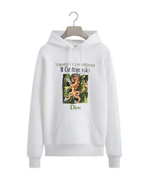Dior Hooded Sweatshirt With Book Cover Embroidery, Relaxed Fit - White