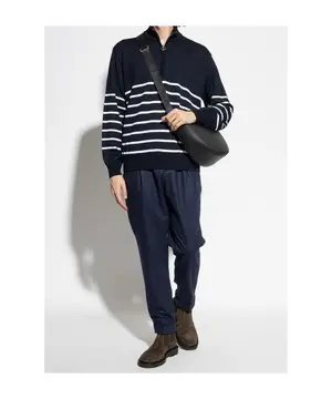 Paul & Shark Striped Zip-neck Knitwear