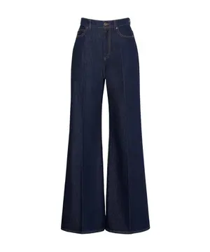 Max Mara Cotton Denim Palazzo Jeans Navy - Navy Blue