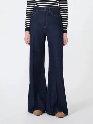 Max Mara Cotton Denim Palazzo Jeans Navy
