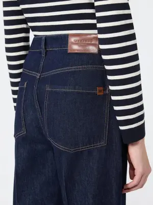 Max Mara Cotton Denim Palazzo Jeans Navy