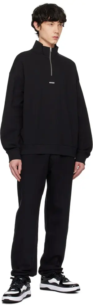 Hugo Boss Zip-neck Logo Print Sweatshirt
