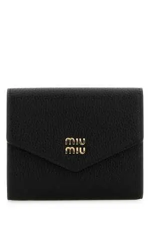 Miu Miu Logo Plaque Compact Wallet - Black