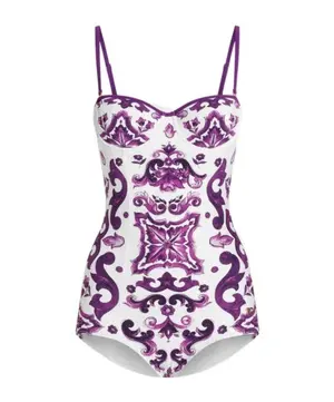 Dolce & Gabbana Dolce Gabbana Majolica Printed Balconette One-piece Swimsuit - Multi-color