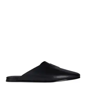 Givenchy Label Flat Mules In Nappa Leather - Black