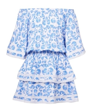 Melissa Odabash Micha Printed Tiered Minidress - Blue