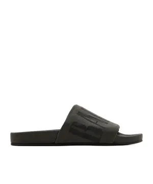 Balenciaga Logo Printed Slides - Black