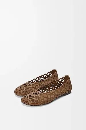 Loewe Petal Anagram Ballerina Flats In Lambskin - Brown