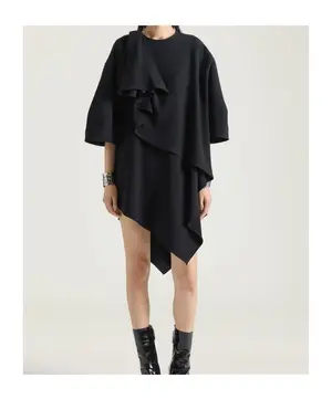Givenchy Asymmetrical Crepe Cady Dress With Bow Detail - Black