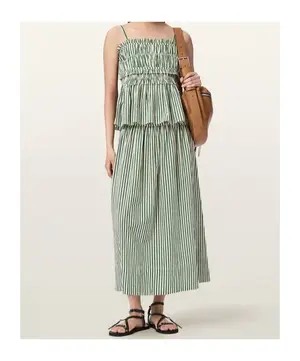 ALLSAINTS Kali Smocked Stripe Skirt