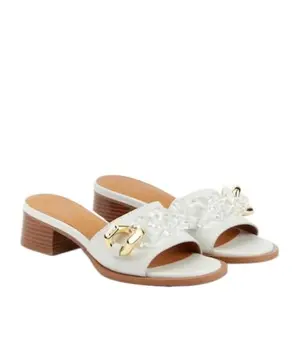 See By Chloé Embellished Leather Mules - White
