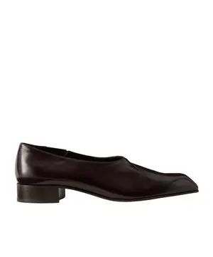 Khaite Solid Leather Slip-on Loafers