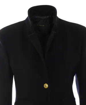 Pinko Long Tailored Coat With Notched Lapels - Navy Blue