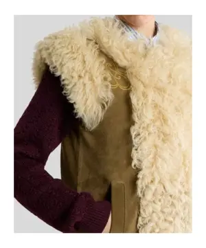 Etro Shearling Waistcoat With Peacock Embroidery