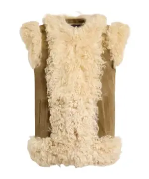 Etro Peacock Shearling Waistcoat - Camel