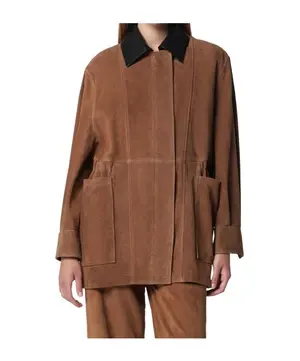 Nour Hammour Long-sleeved Leather Jacket - Brown