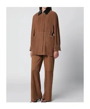 Nour Hammour Long-sleeved Leather Jacket