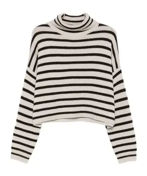 LISA YANG Long-sleeved Striped Sweater - White