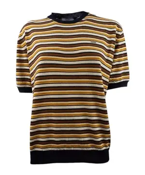 Prada Short-sleeved Knit Top - Beige, Blue