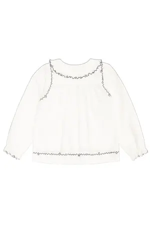 Bonpoint Maneke Embroidered Ruffle Blouse