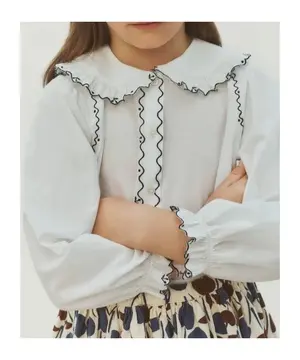Bonpoint Maneke Embroidered Ruffle Blouse