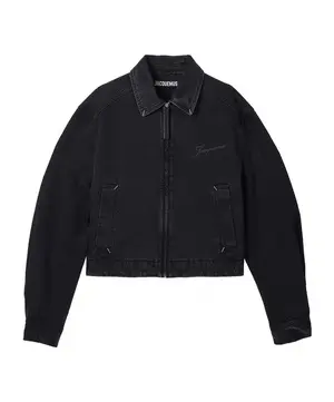 Jacquemus Zip-up Denim Jacket - Black