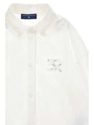 Ermanno Scervino Lace-trimmed Crystal-embellished Shirt