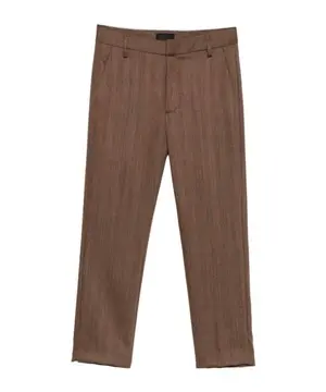 DONDUP Nima Cropped Herringbone Wool Trousers