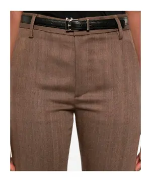 DONDUP Nima Cropped Herringbone Wool Trousers