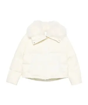 YVES SALOMON Fur-trim Puffer Jacket - Cream