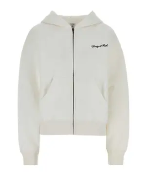 SPORTY  RICH Long-sleeve Zip-up Sweatshirt - White