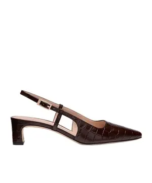 STUART WEITZMAN Croc-effect Slingback Pumps - Walnut