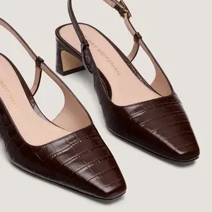 STUART WEITZMAN Croc-effect Slingback Pumps