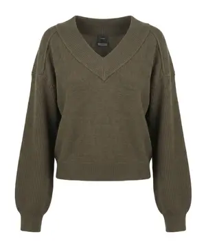Pinko Long Sleeve V-neck Jumper - Verde Militare