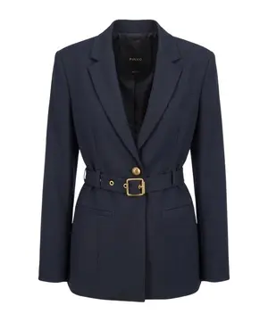 Pinko Belted Slim-fit Jacket - Blue