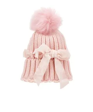 Monnalisa Bow-detail Beanie Hat - Pink