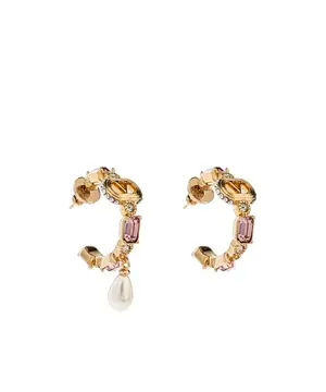 VALENTINO Valentino Vlogo Signature Embellished Hoop Earrings With Pearl