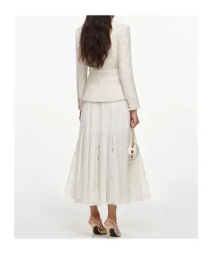 SELF-PORTRAIT Tailored Boucle And Chiffon Midi Dress